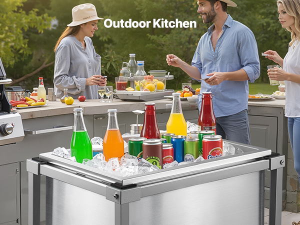 32.8 Qt Rolling Ice Chest Cooler Cart Outdoor Stand Up Ice Bin on ...