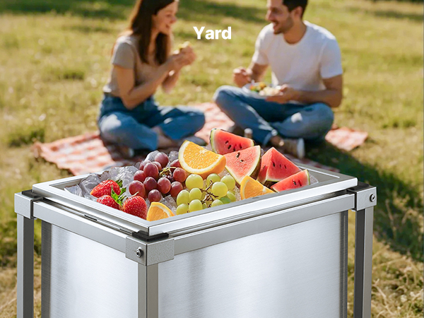 32.8 Qt Rolling Ice Chest Cooler Cart Outdoor Stand Up Ice Bin on ...