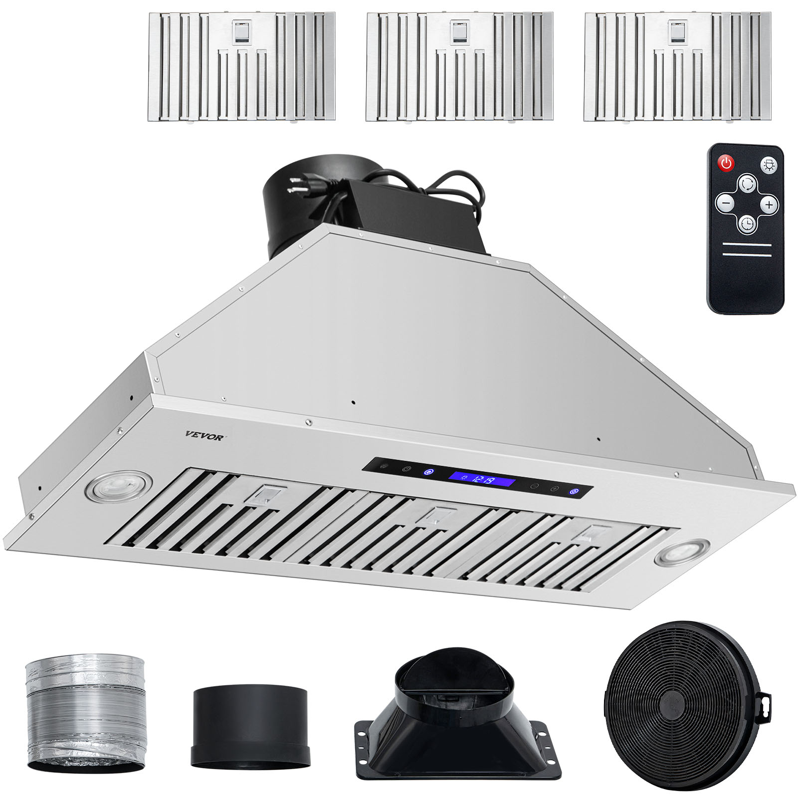 VEVOR Insert Range Hood, 900CFM 4-Speed, 36 Inch Stainless Steel Built ...