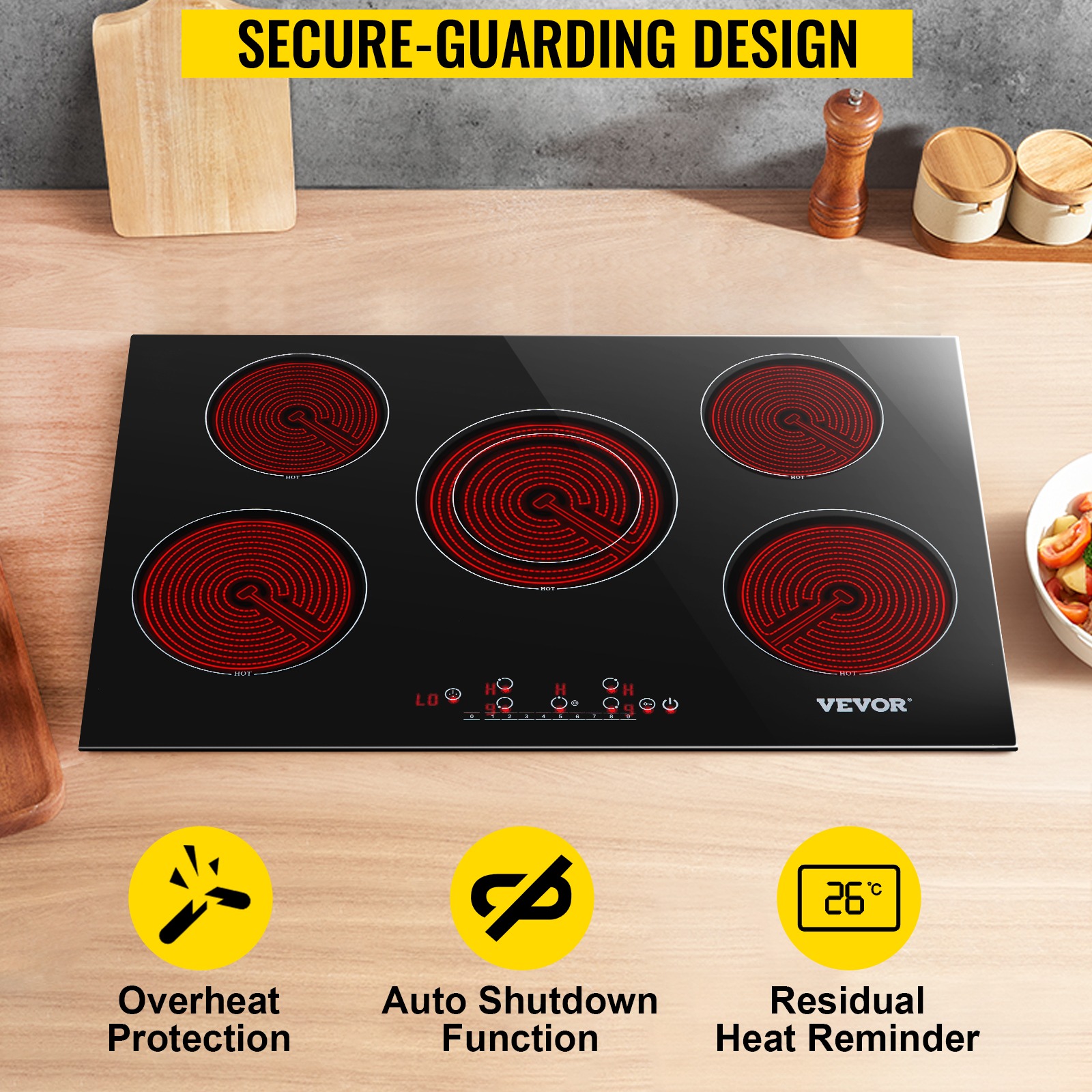 VEVOR Built in Electric Stove Top, 30.3 x 20.5 inch 5 Burners, 240V ...