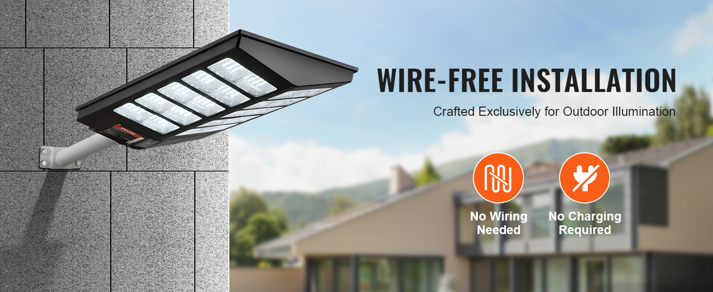 VEVOR 1000W Solar Street Light, 1600LM, LED Solar Flood Lights Outdoor ...