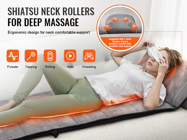 VEVOR Full Body Massage Cushion with Shiatsu Neck Massager, 10 ...