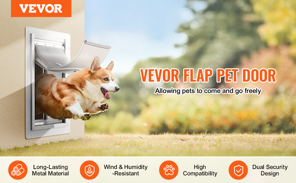 VEVOR Pet Door for Wall with Lock and 3 Magnetic Flap System Metal ...