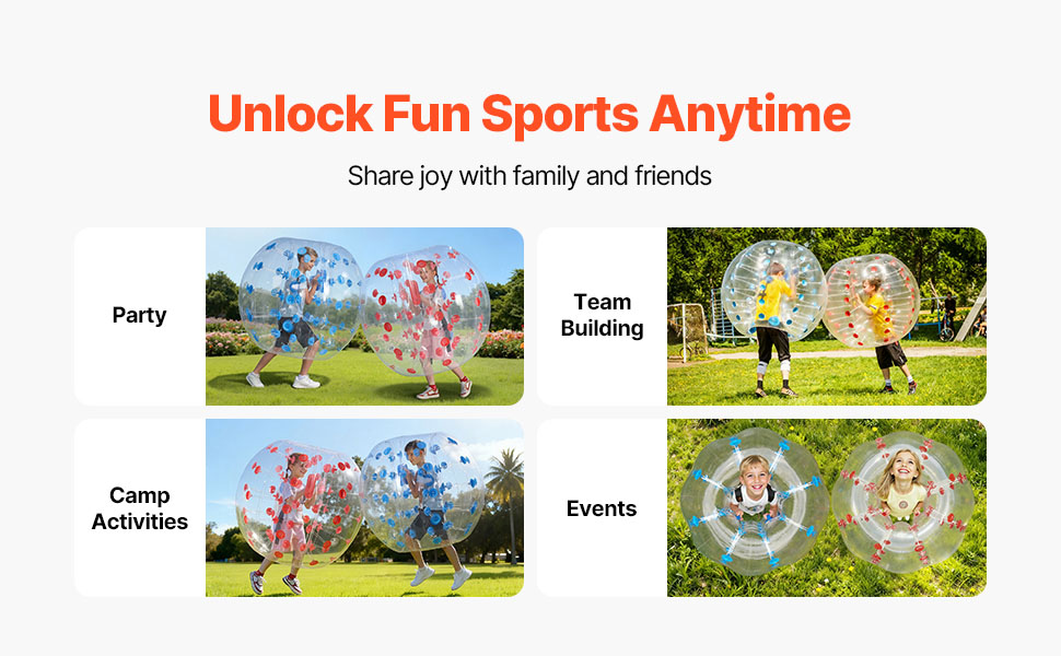 VEVOR Inflatable Bumper Balls 2-Pack, 4FT/1.2M Body Sumo Zorb Balls for ...