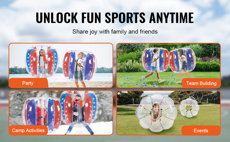 VEVOR Inflatable Bumper Balls 2-Pack 4FT/1.2M PVC Sumo Zorb Balls for ...