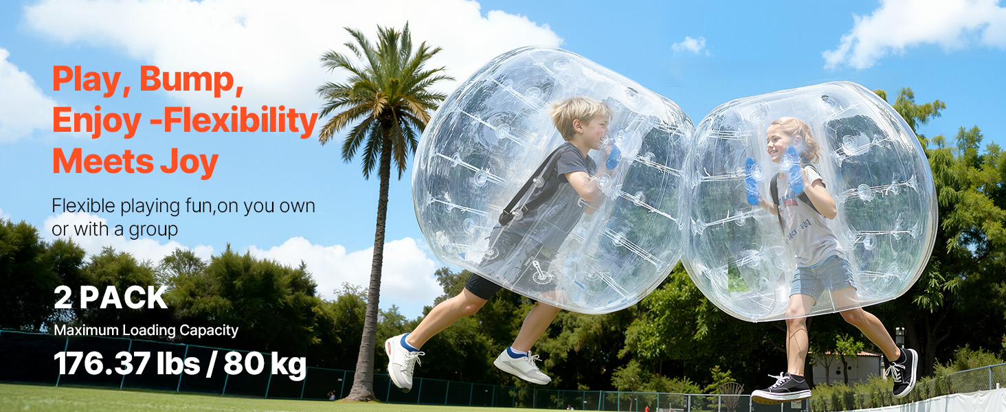 VEVOR Inflatable Bumper Balls 2-Pack, 4FT/1.2M Body Sumo Zorb Balls for ...