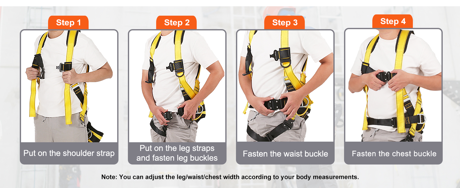 VEVOR Safety Harness, Full Body Harness, Safety Harness Fall Protection ...