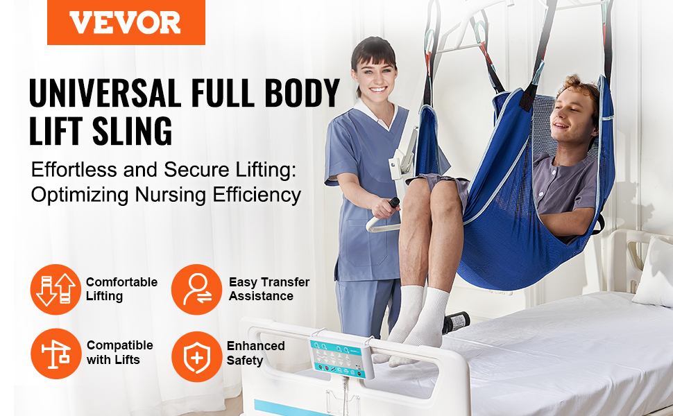 VEVOR Universal Full Body Patient Lift Sling Large Transfer Sling 500LB ...