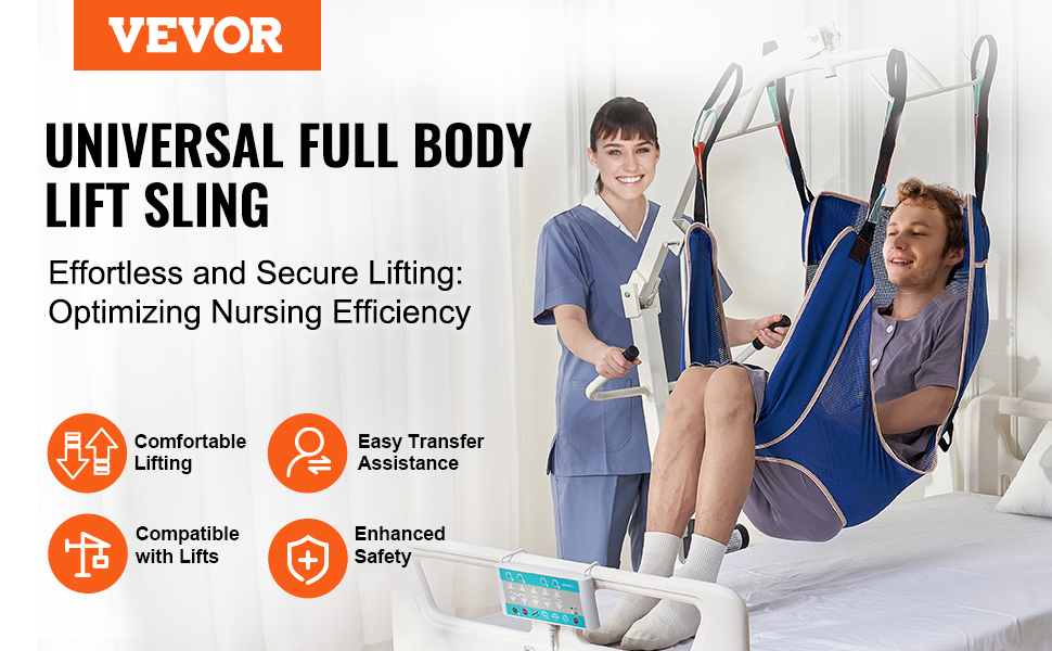 VEVOR Full Body Patient Lift Sling with Commode Opening Medical Aid ...
