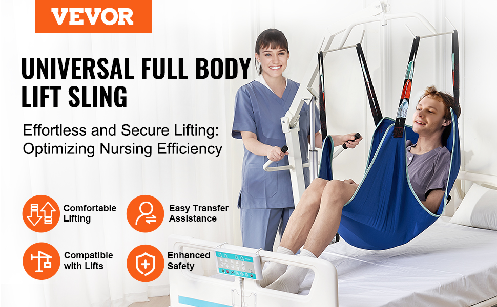 VEVOR Universal Full Body Patient Lift Sling L-Size Patient Lift ...