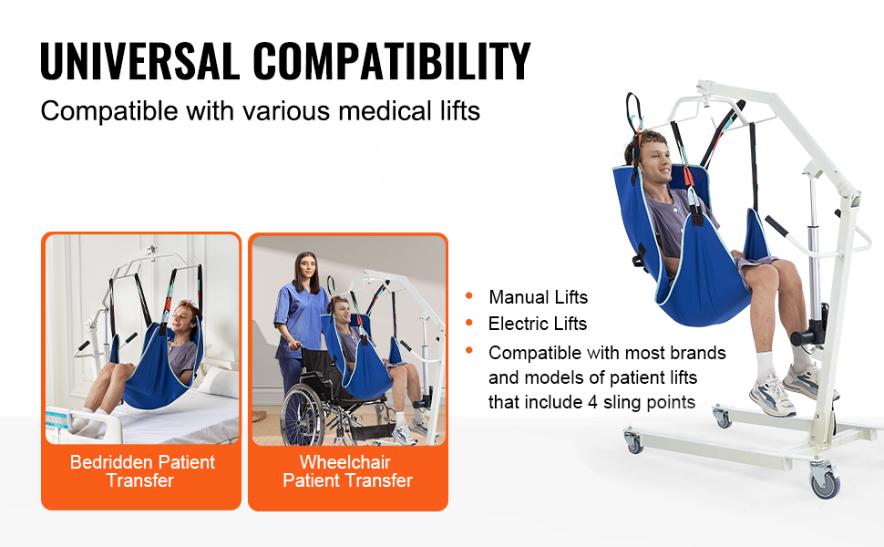 VEVOR Universal Full Body Patient Lift Sling L-Size Patient Lift ...