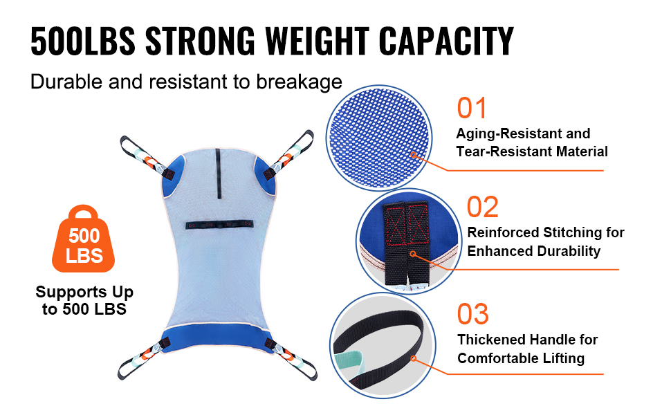 VEVOR Universal Full Body Patient Lift Sling Medium Transfer Sling ...