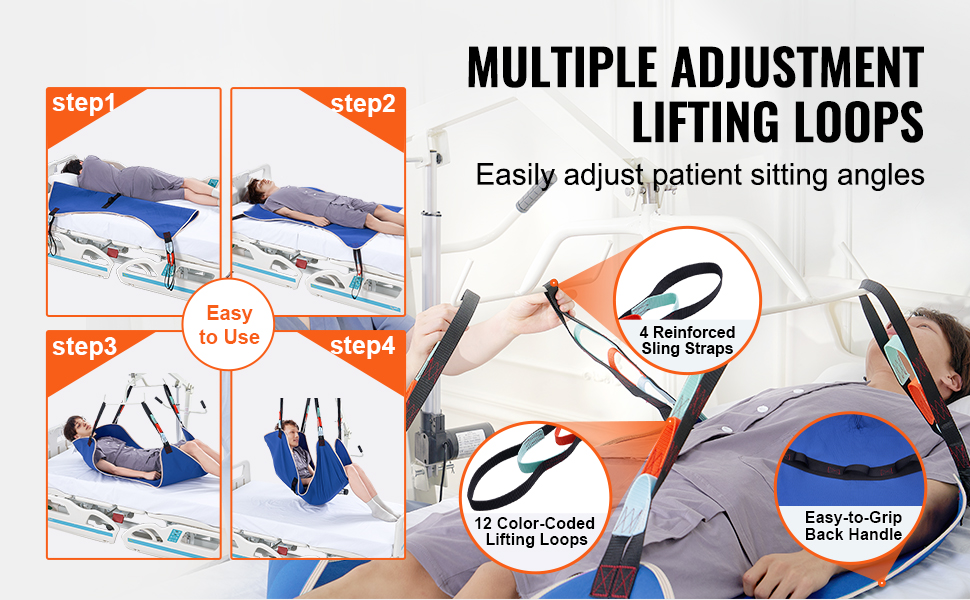 VEVOR Universal Full Body Patient Lift Sling M-Size Patient Lift ...