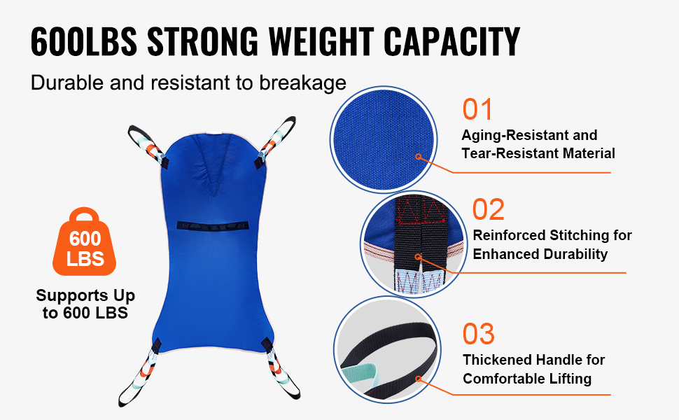 VEVOR Universal Full Body Patient Lift Sling M-Size Patient Lift ...