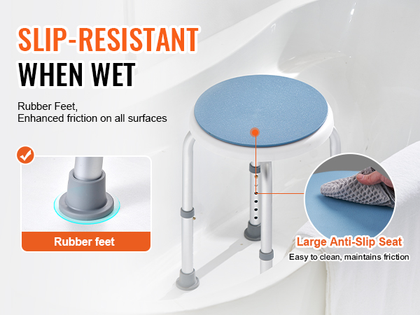 VEVOR Shower Chair for Inside Shower, 360 Degree Swivel Shower Seat ...