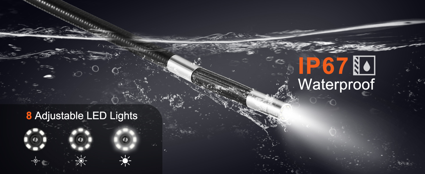 VEVOR Articulating Borescope Camera with Light, Two-Way Articulated ...