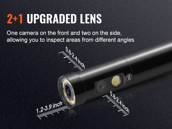 VEVOR Borescope Camera, Triple Lens Endoscope Camera with Light, 4.5 ...