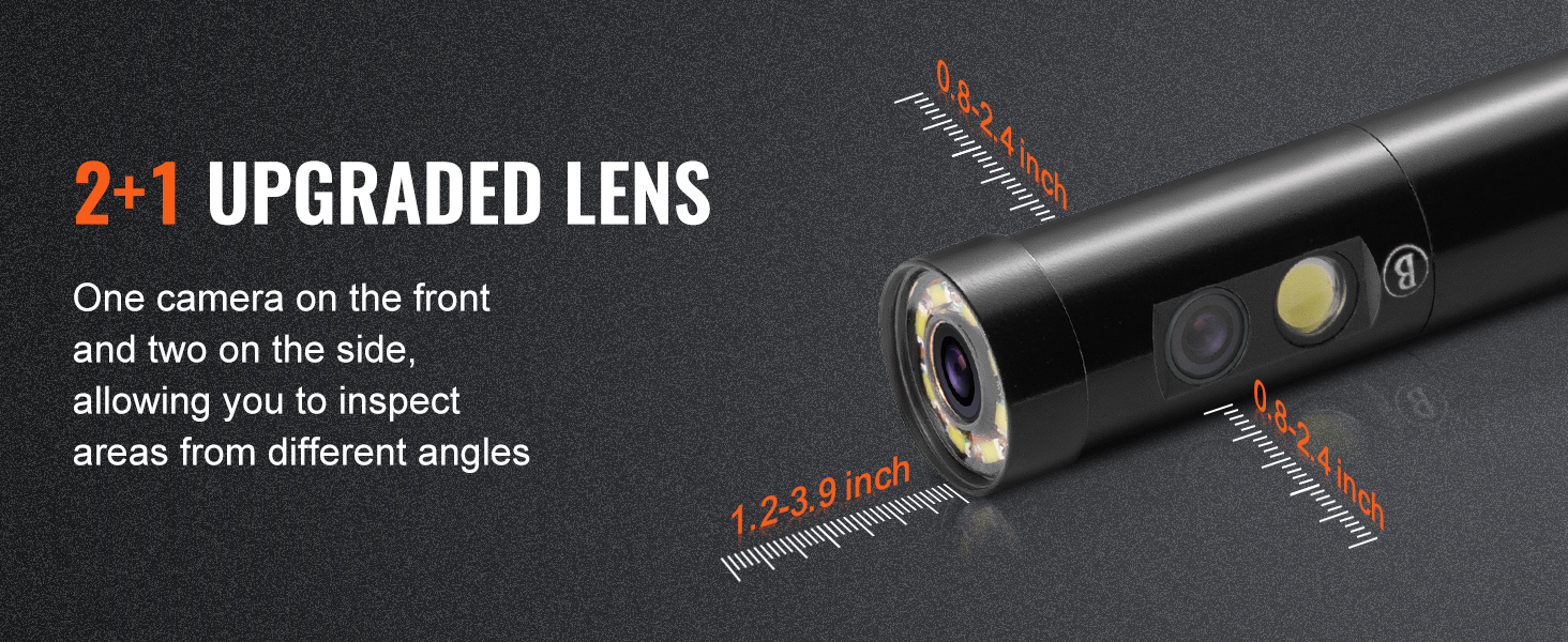 VEVOR Borescope Camera, Triple Lens Endoscope Camera with Light, 4.5 ...