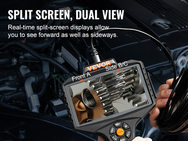 VEVOR Triple Lens Borescope, 5" IPS Screen Inspection Camera with ...