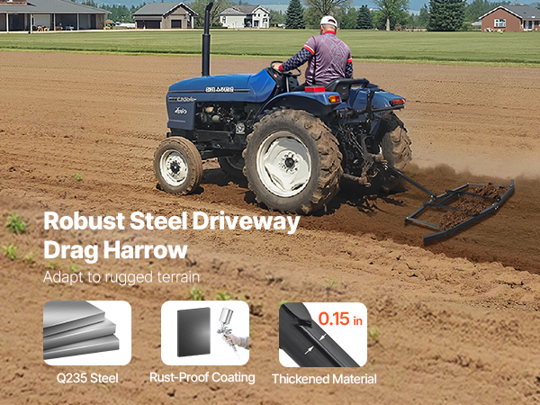 Drag Harrow 66" Width Tow Behind Drag Harrow Steel Gravel Grader ATV ...