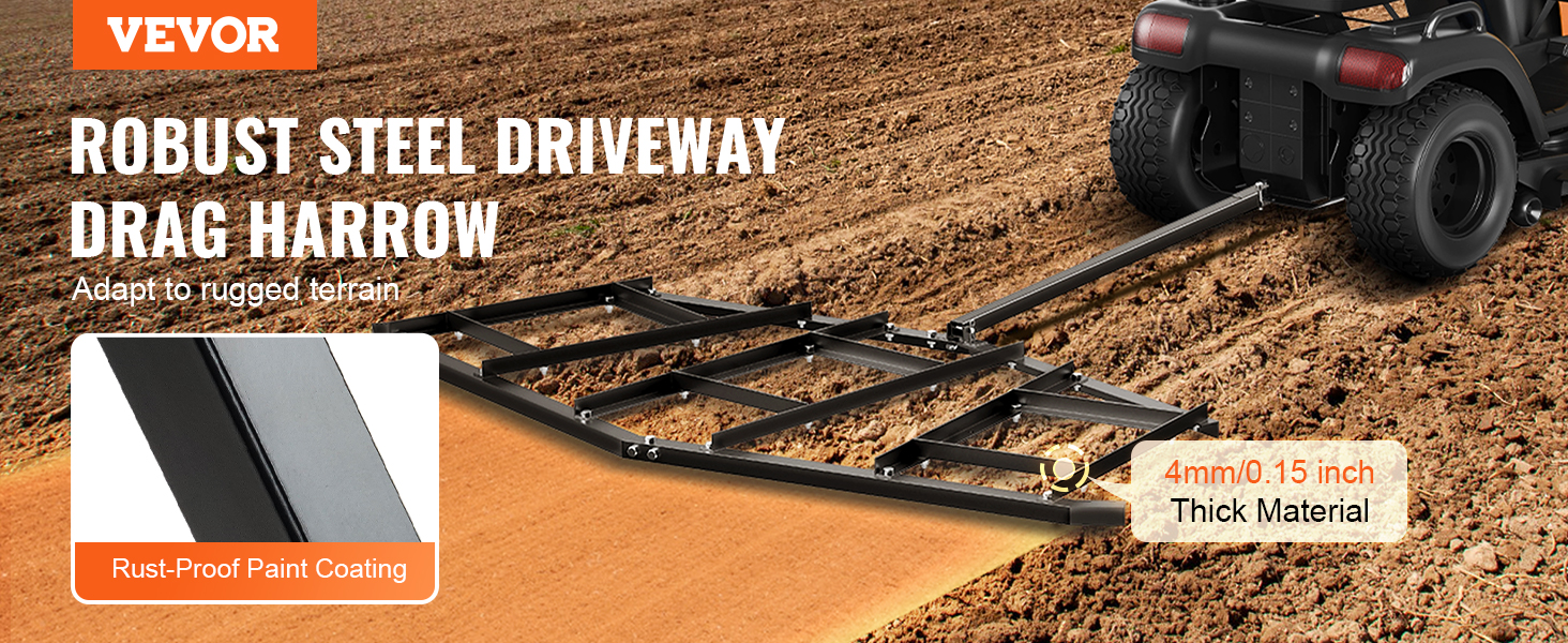 VEVOR Driveway Drag, 84" Width Tow Behind Drag Harrow, Q235 Steel ...