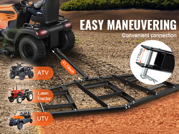 VEVOR Driveway Drag, 84" Width Tow Behind Drag Harrow, Q235 Steel ...