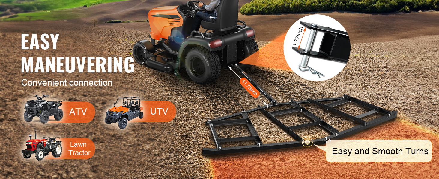 VEVOR Driveway Drag, 84" Width Tow Behind Drag Harrow, Q235 Steel ...