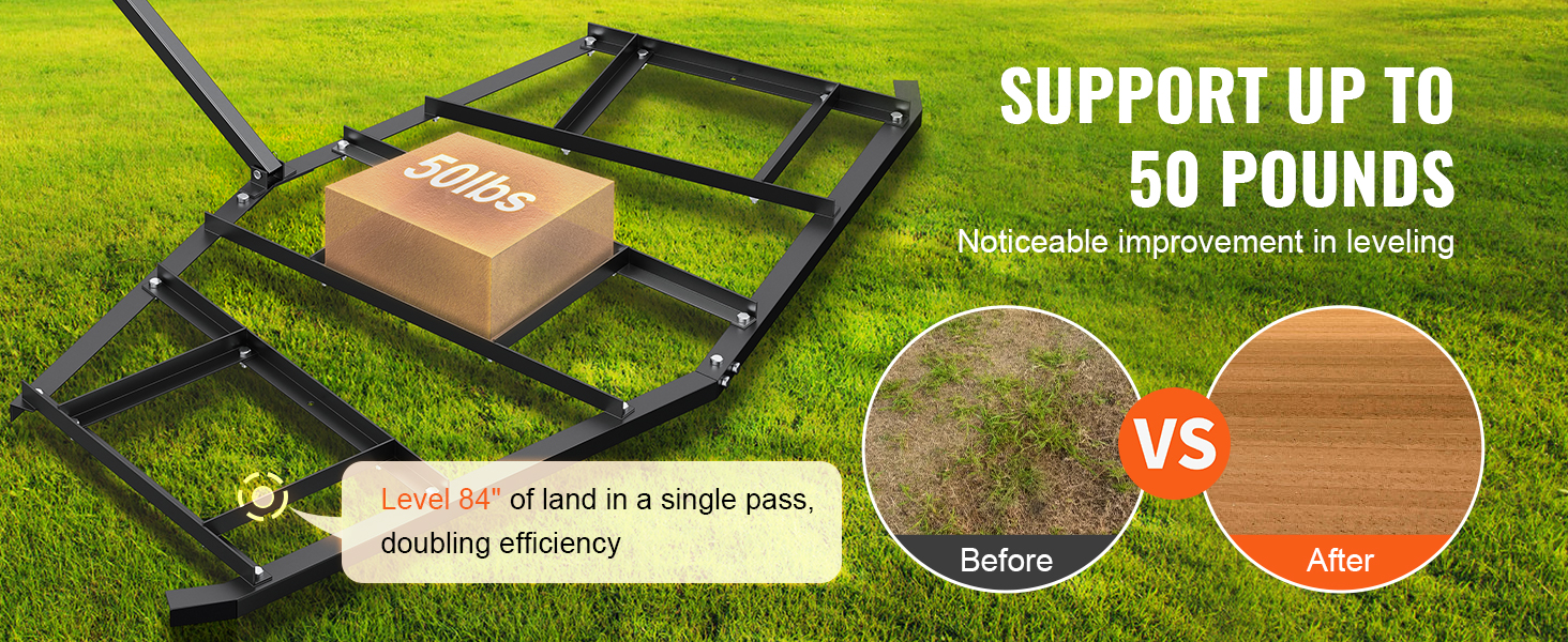 VEVOR Driveway Drag, 84" Width Tow Behind Drag Harrow, Q235 Steel ...