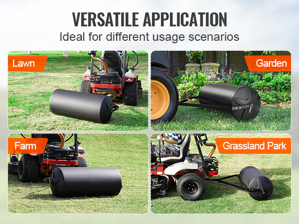 VEVOR Tow Behind Lawn Roller, 400lbs Sand/Water Filled Yard Roller ...