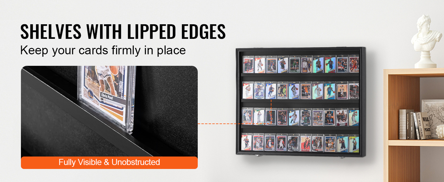 VEVOR 36 Graded Sports Card Display Case, 30.5x24.3x2.1 in, Baseball ...