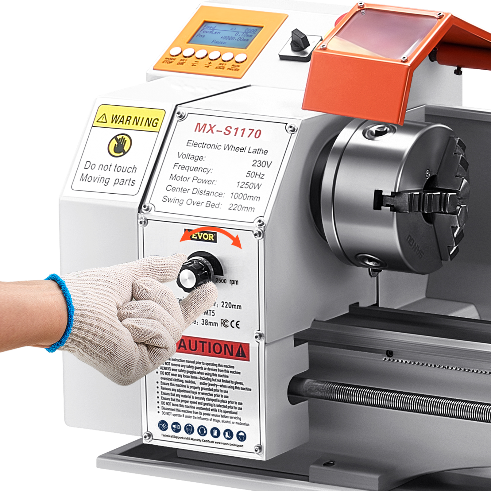 VEVOR Metal Lathe Machine 8.7 x 18 in Bench Power Metal Lathe Automatic ...