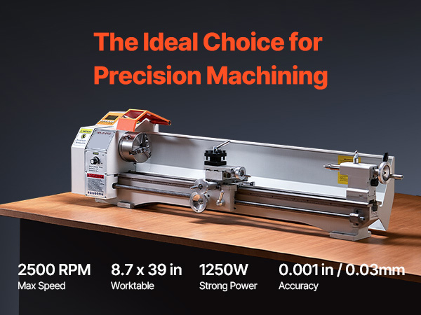 Metal Lathe Machine 8.7 x 39 in Precision Bench Power Metal Lathe ...