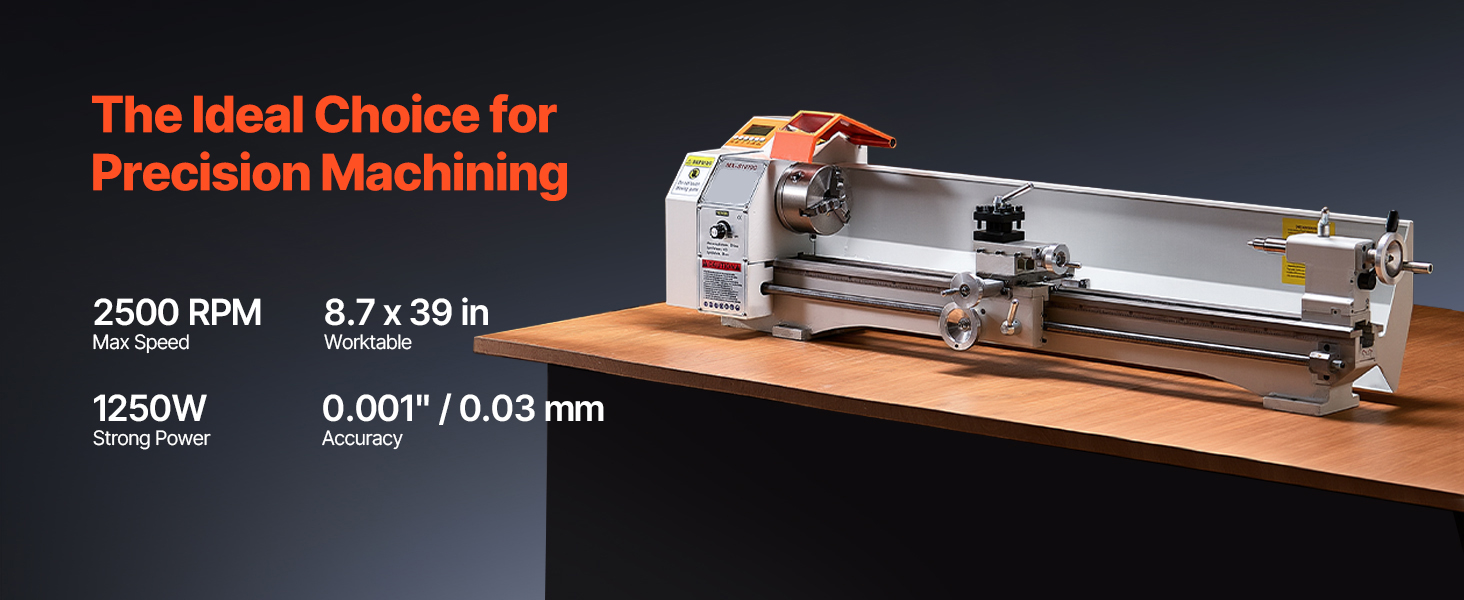 VEVOR Metal Lathe Machine 8.7 x 39 in Bench Power Metal Lathe Automatic ...