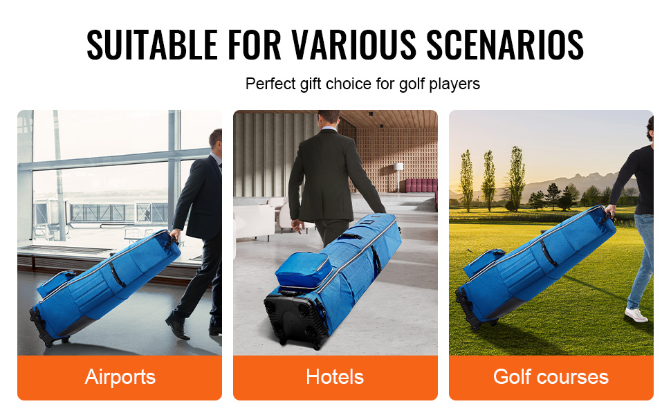 VEVOR Golf Club Travel Bag Golf Luggage Case Cover with Wheels 1200D ...