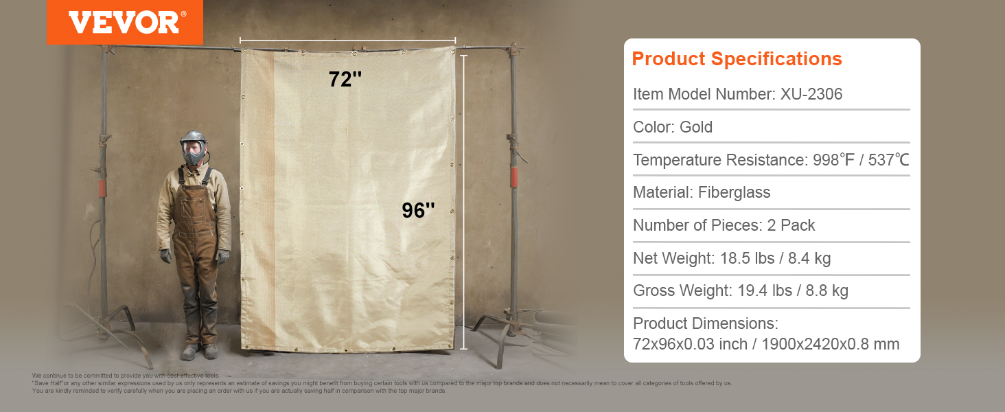 VEVOR Welding Blanket 2 Pack, 6FT x 8FT Heat Treated Welding Blanket ...
