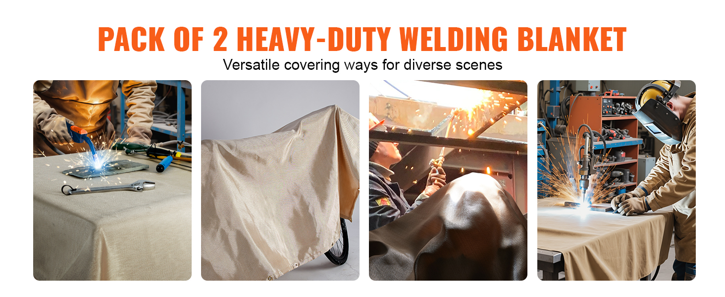 VEVOR Welding Blanket 2 Pack, 6FT x 8FT Heat Treated Welding Blanket ...