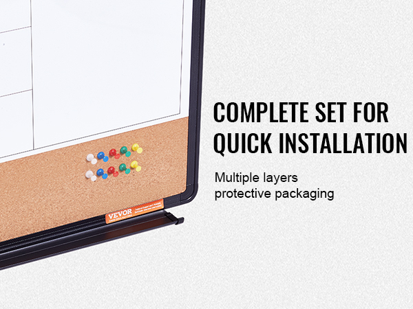 VEVOR 36"x 24" Monthly Calendar Whiteboard & Cork Board Combo with ...