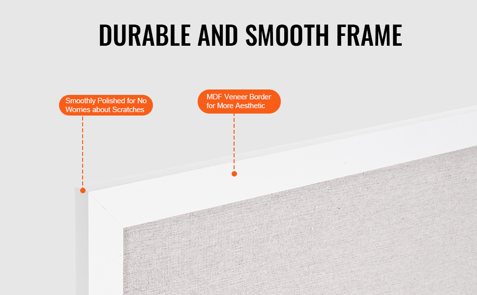 VEVOR 48"x36" White Cork Board with Linen Surface Wall-Mounted Bulletin ...