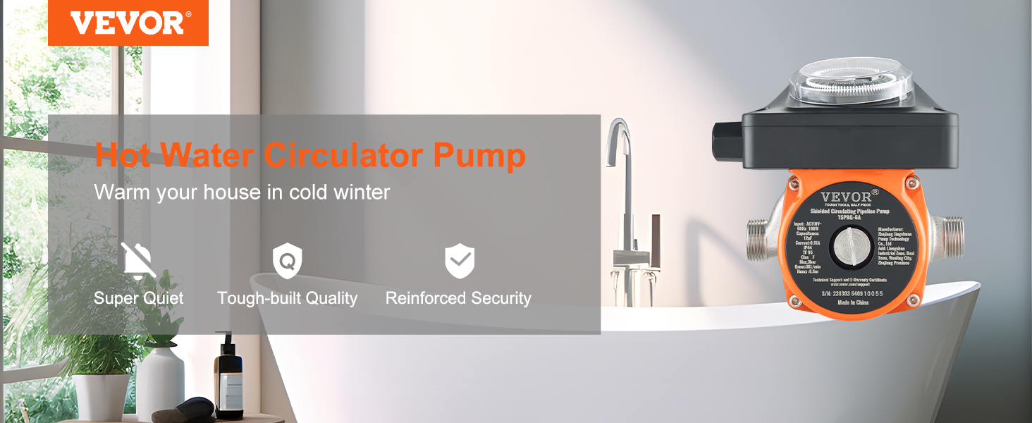 Vevor Hot Water Recirculating Pump 100w Water Circulator Pump Auto 8028