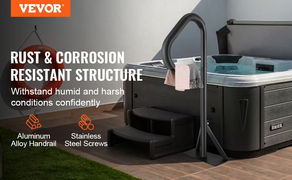 VEVOR Hot Tub Handrail, 360 Rotatable Spa Side Handrail with 35"-57 ...