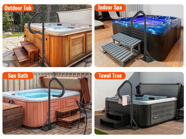 VEVOR Hot Tub Handrail, 360 Rotatable Spa Side Handrail with 48"-63 ...