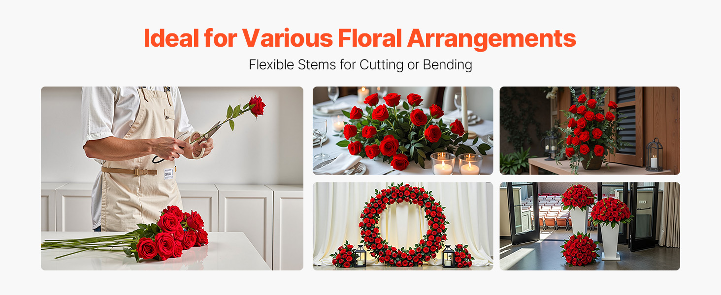 500 Pcs Red Roses Artificial Flowers Realistic Bouquet for Xmas Home ...