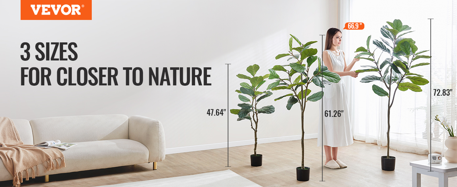 VEVOR Artificial Fiddle Leaf Fig Tree, 5 FT, Secure PE Material & Anti ...