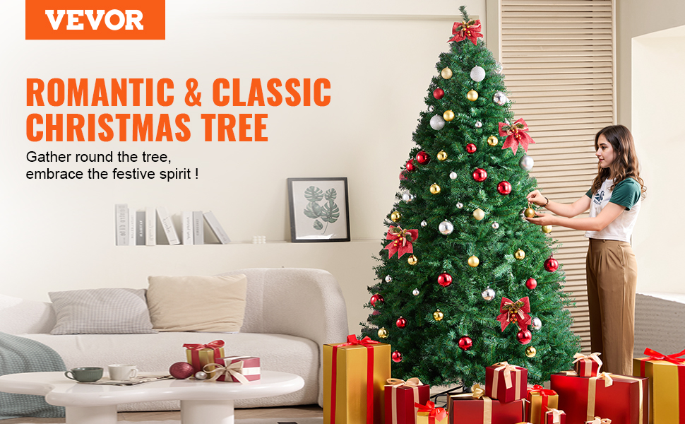 VEVOR Christmas Tree 7.5ft Artificial Xmas Decor Tree with 1346 Branch ...