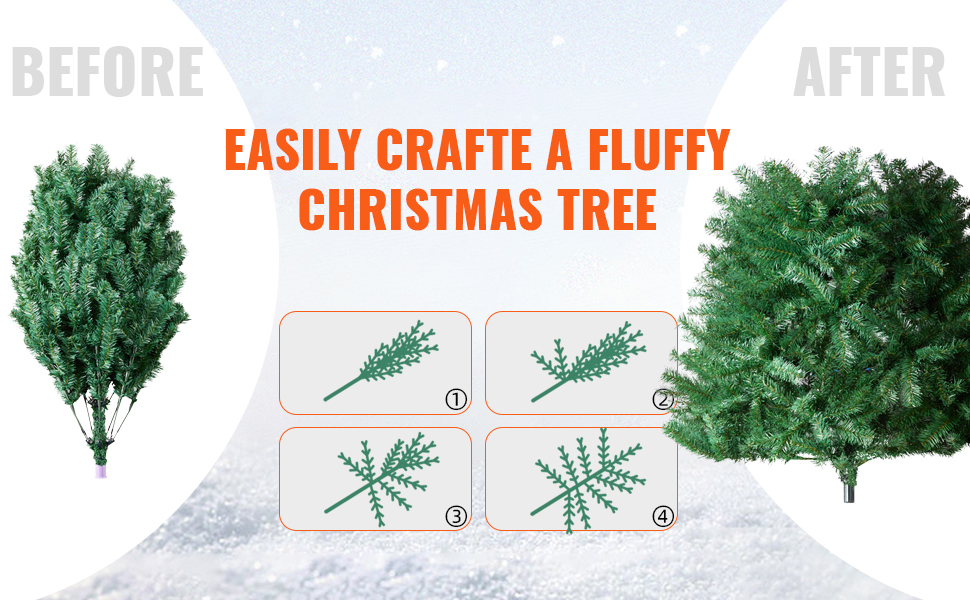 VEVOR Christmas Tree 7.5ft Artificial Xmas Decor Tree with 1346 Branch ...