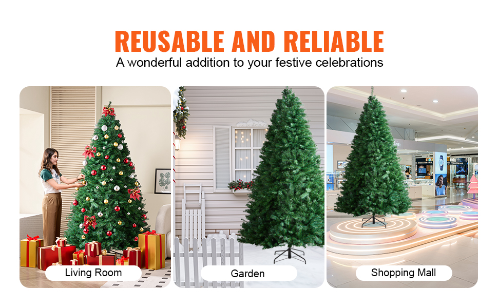 VEVOR Christmas Tree 7.5ft Artificial Xmas Decor Tree with 1346 Branch ...