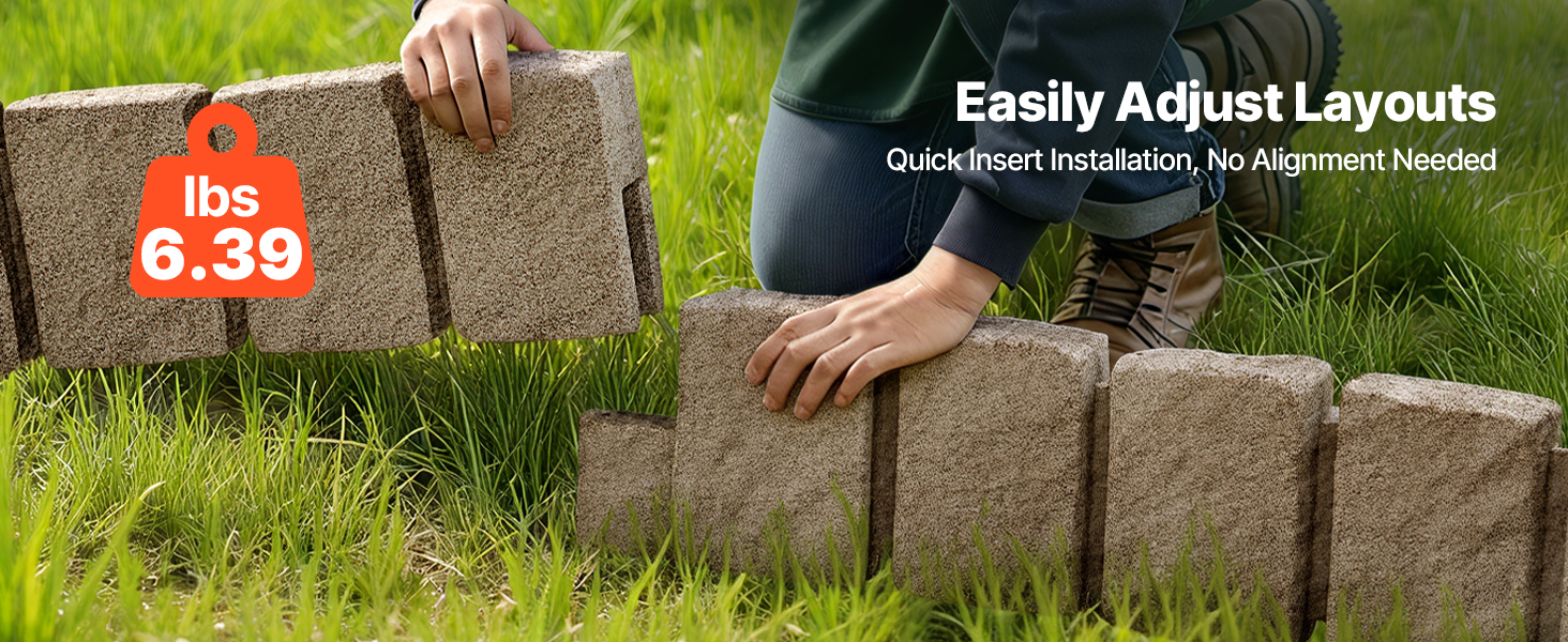VEVOR Fake Stone Landscape Edging 47.2 x 9 in Lawn Edging Fade ...