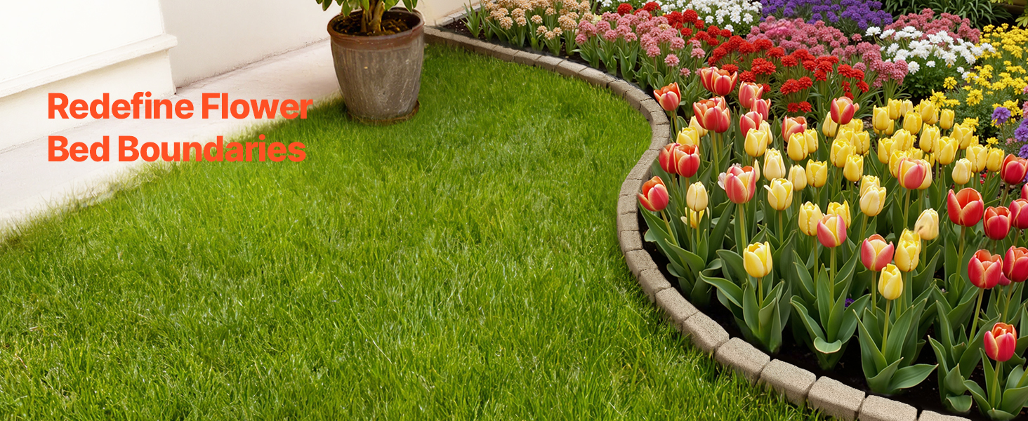 VEVOR Fake Stone Landscape Edging 46.2 x 2.2 in Lawn Edging Fade ...