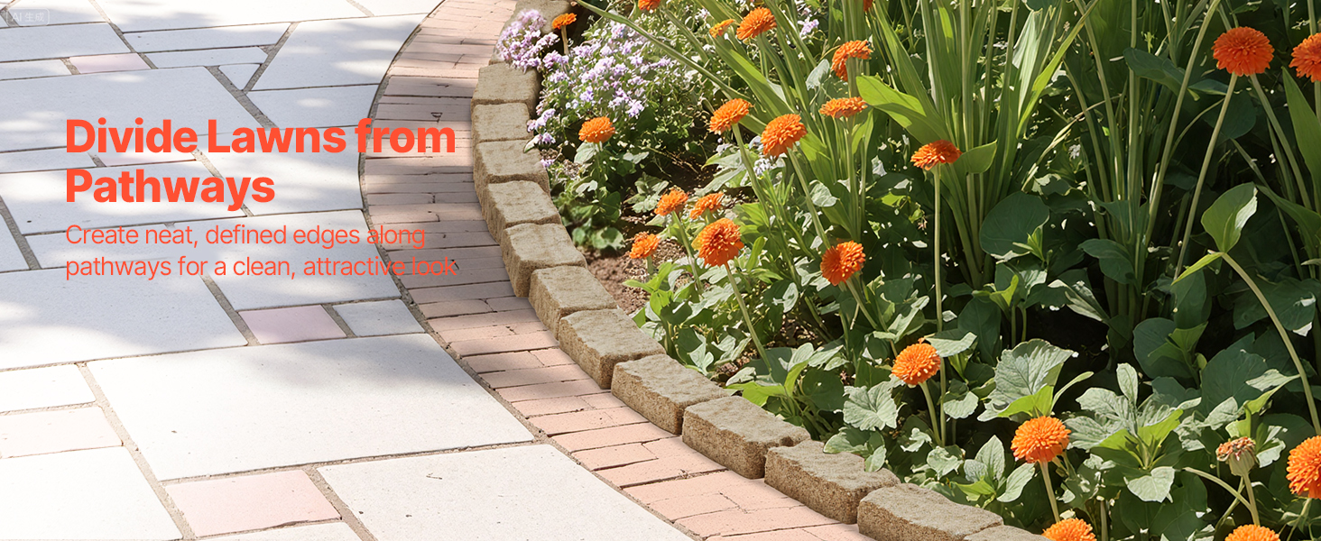VEVOR Fake Stone Landscape Edging 46.2 x 2.2 in Lawn Edging Fade ...