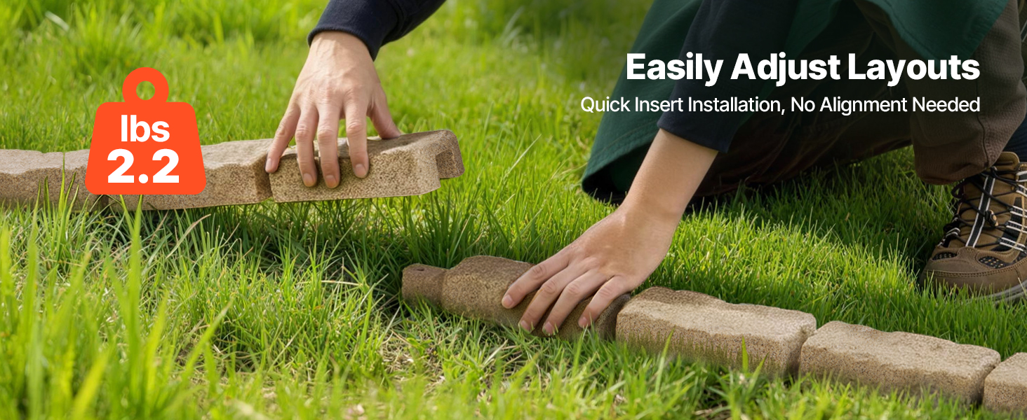 VEVOR Fake Stone Landscape Edging 46.2 x 2.2 in Lawn Edging Fade ...
